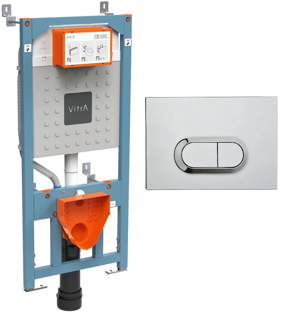 Zestaw Vitra stelaż podtynkowy do miski WC + Vitra Loop O - przycisk spłukujący chrom 762-5800 ...