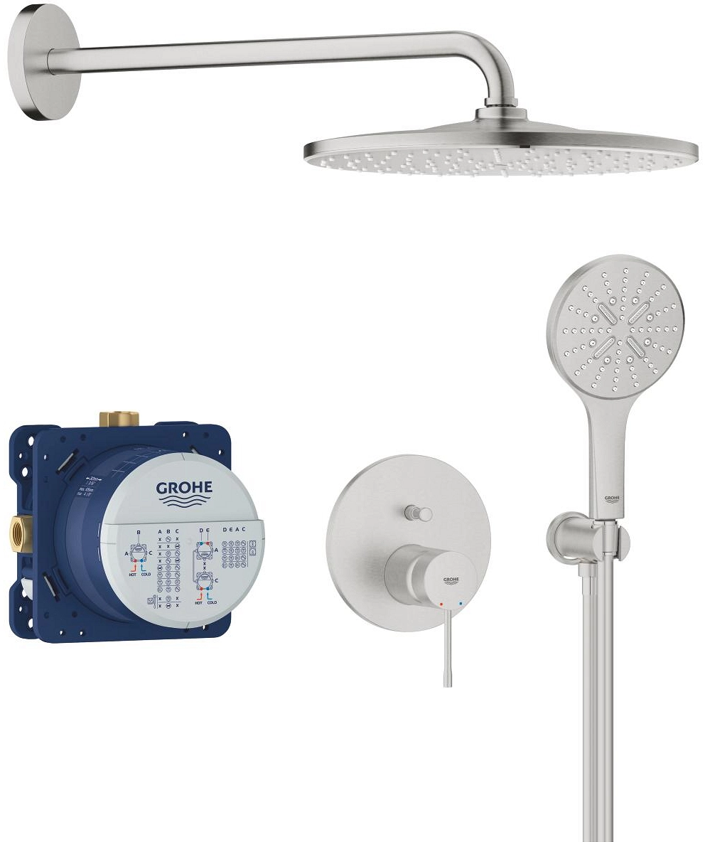 Grohe Essence podtynkowy zestaw prysznicowy z deszczownicą Rainshower Mono 310 stal nierdzewna ...