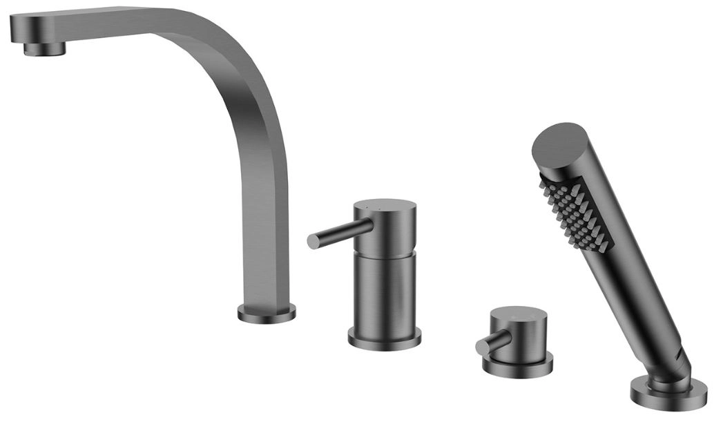 Besco Decco bateria wannowa 4-otworowa ze słuchawką prysznicową BW-D4-GR, grafitowy | Banyo.pl